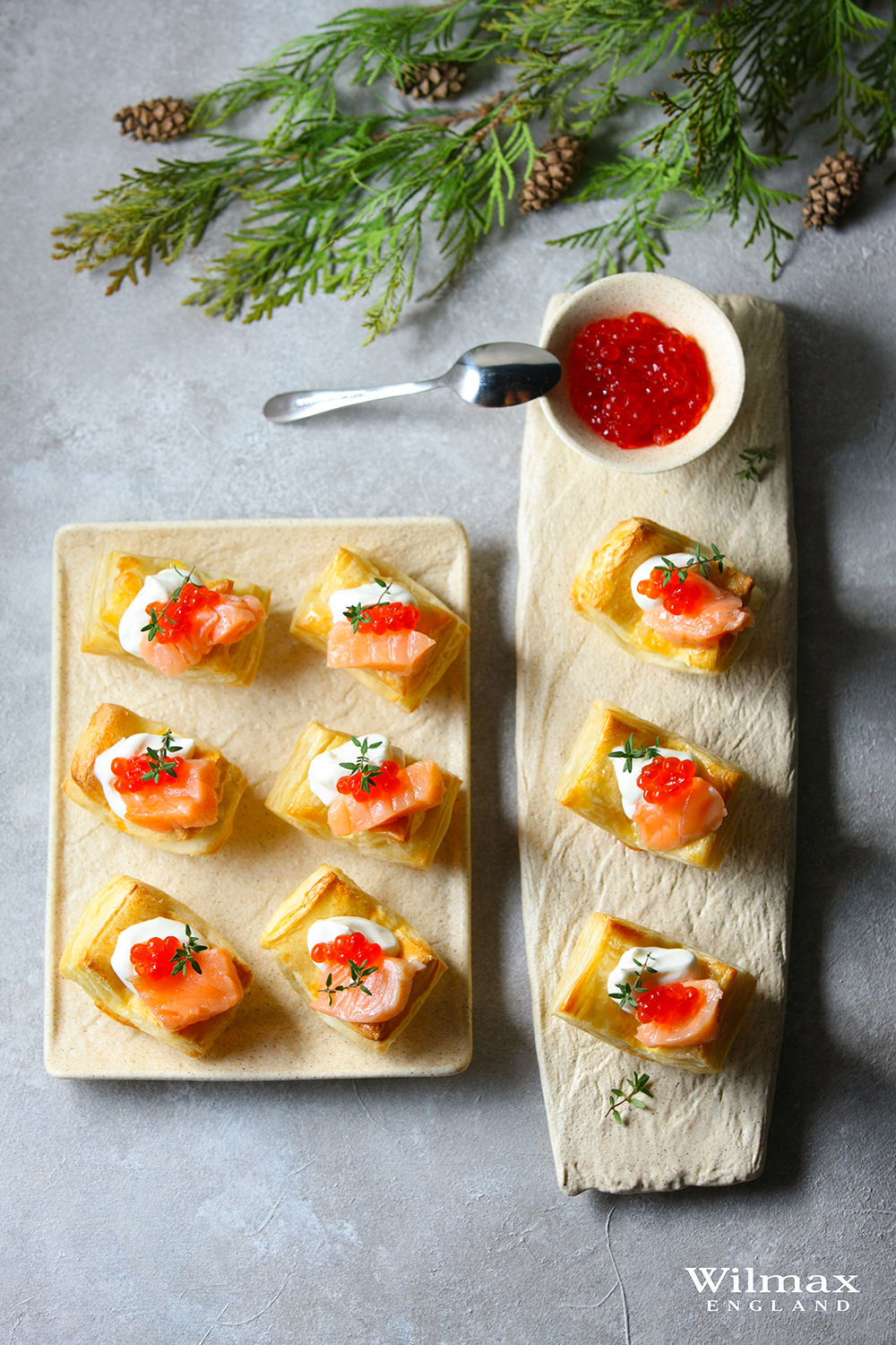 Puff Pastry Boats with Salmon and Caviar by Wilmax England